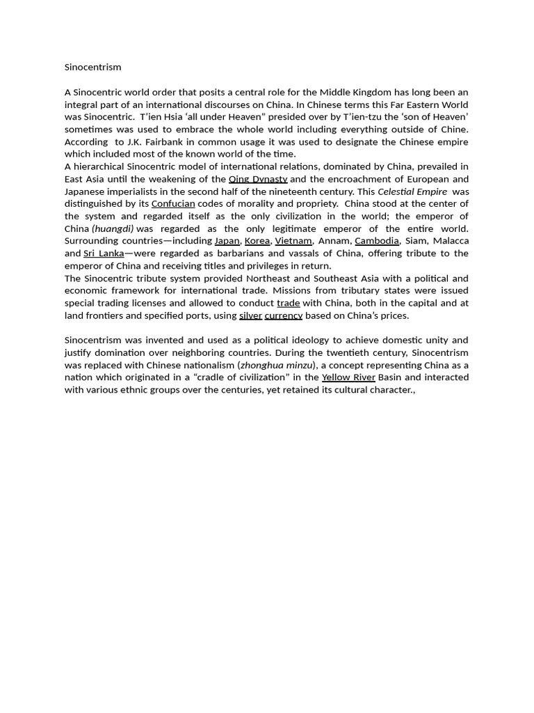 Sino Centrism | PDF