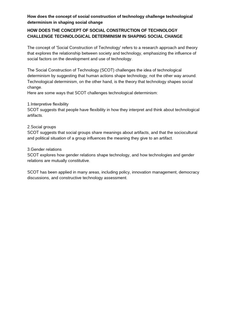 How Does the Concept of Social Construction of Technology Challenge ...