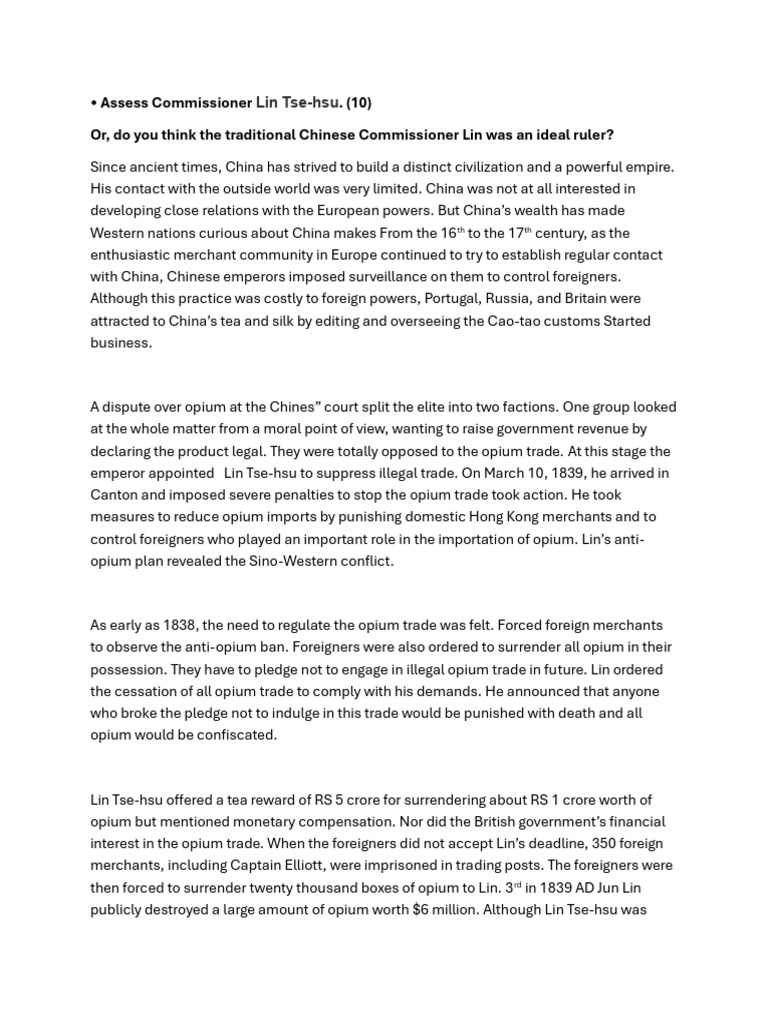 Lin Tse-hsu's Anti-Opium Campaign | PDF | Opium | International Relations