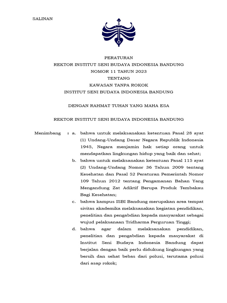 Kawasan Tanpa Rokok ISBI Bandung | PDF