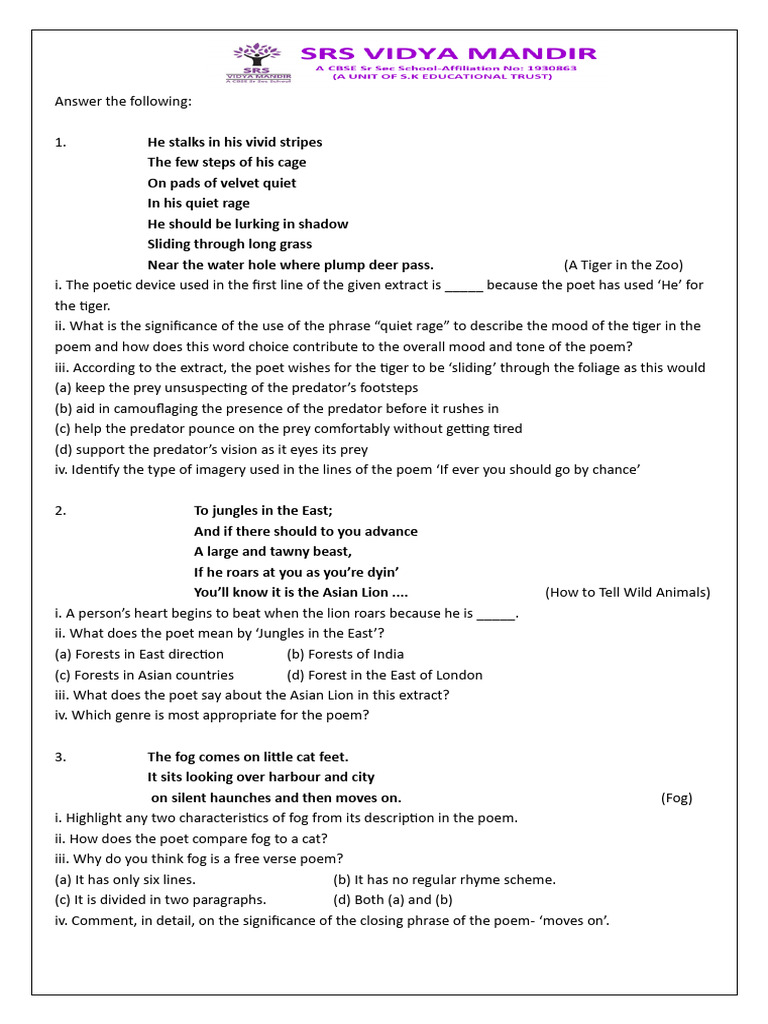 poem extract[1] | PDF | Poetry | Predation