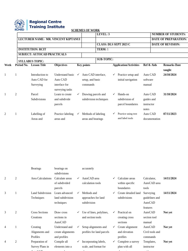 AutoCAD Practicals Scheme of Work | PDF | Computer Aided Design | Auto Cad