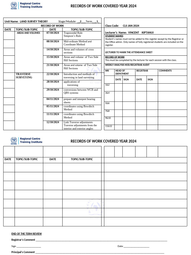 Cls Records of Work | PDF