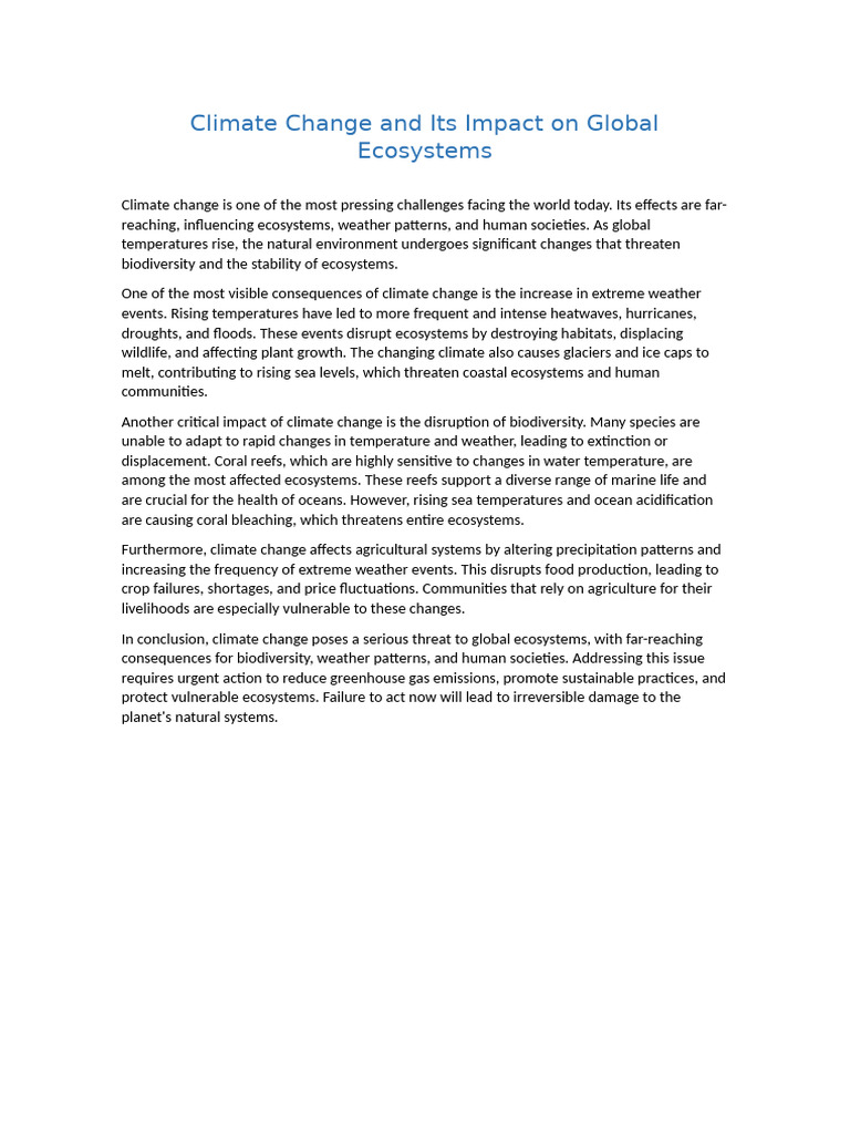 Climate Change's Impact on Ecosystems | PDF