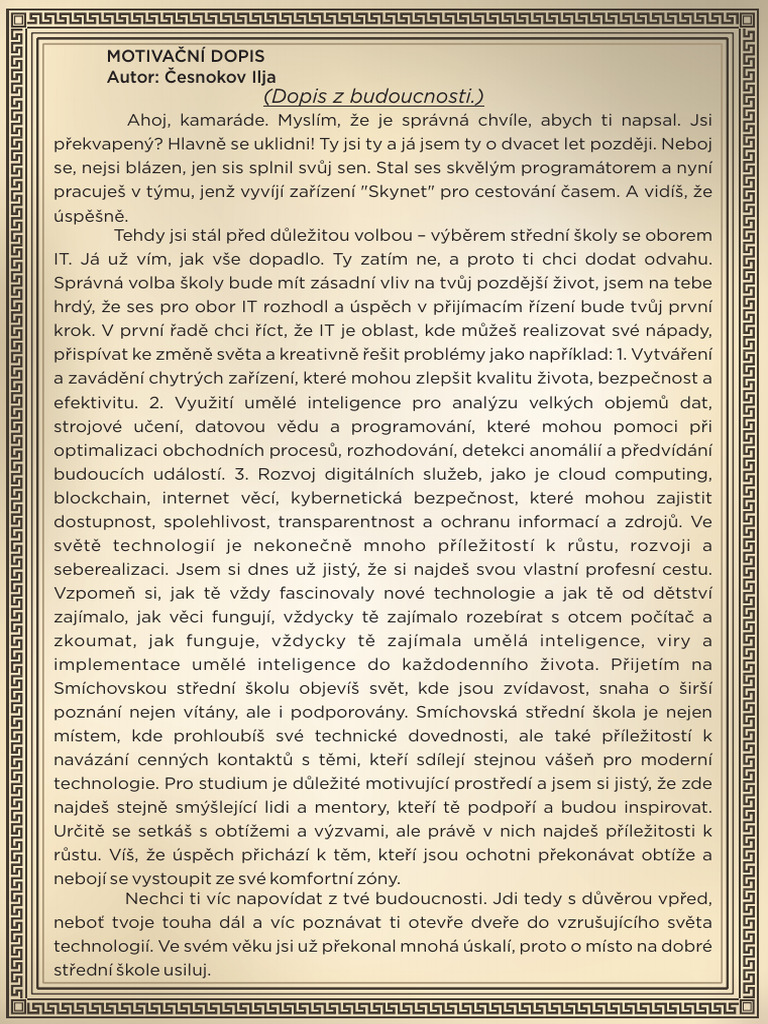 Motivační Dopis | PDF