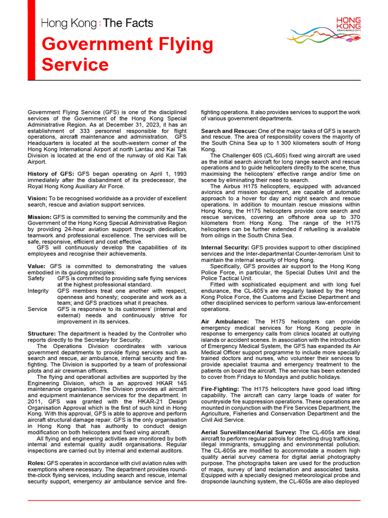 Hong Kong - The Facts - Government Flying Service - Flying - Service ...