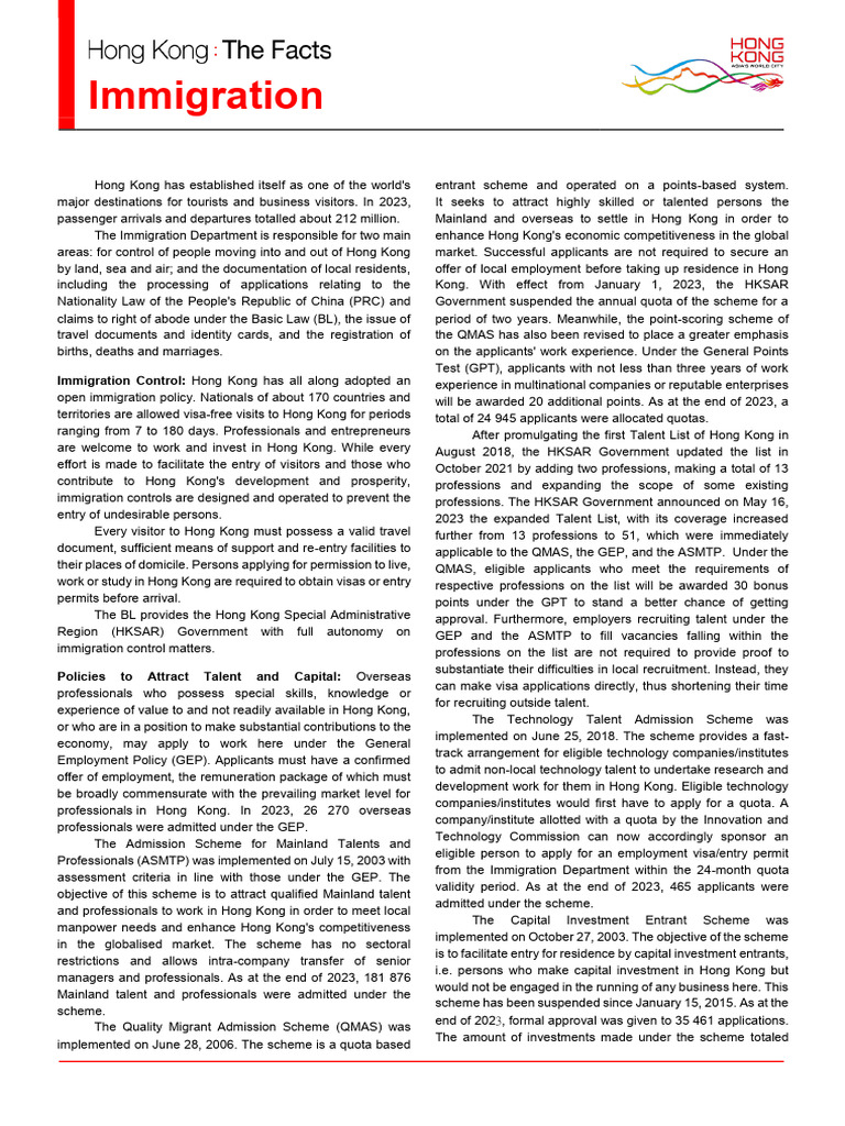 Hong Kong - The Facts - Immigration - Immigration | PDF | Passport ...