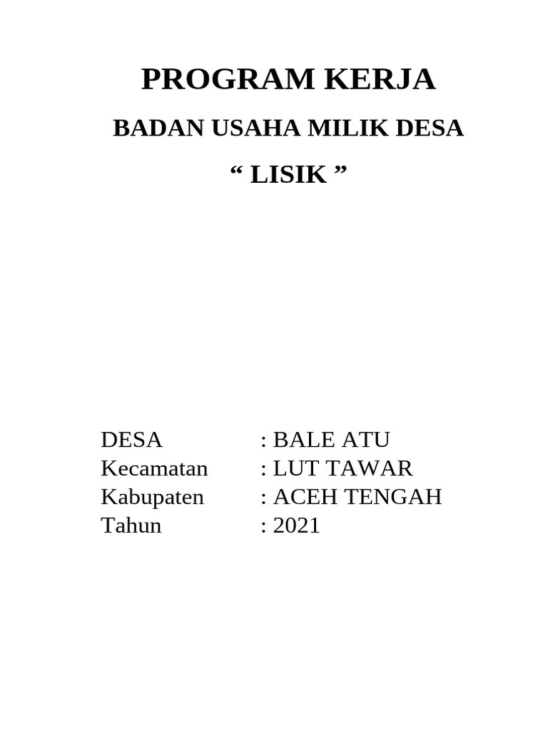 4. Progrm Kerja BUMDesa | PDF