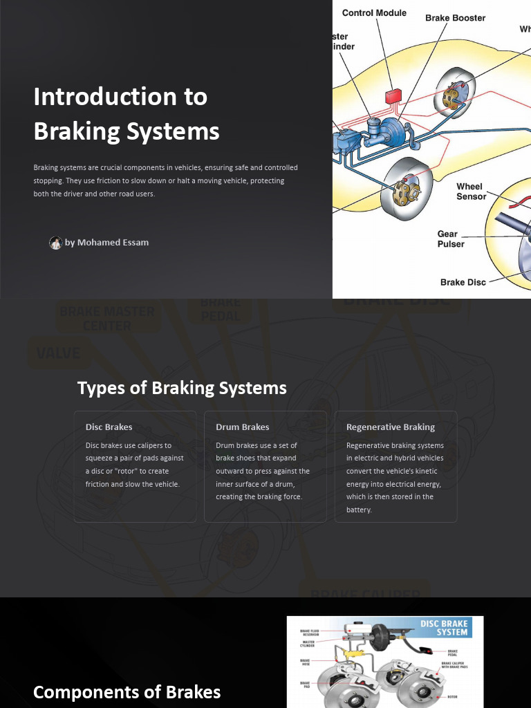 Braking System Presentaion | PDF | Brake | Transportation Engineering