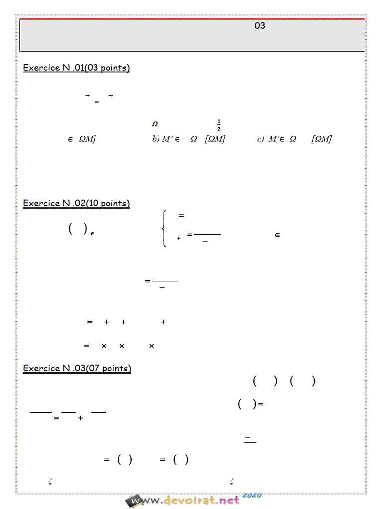 Devoir de Contrôle N°3 - Math - 2ème Sciences (2019-2020) Mr Assidi ...