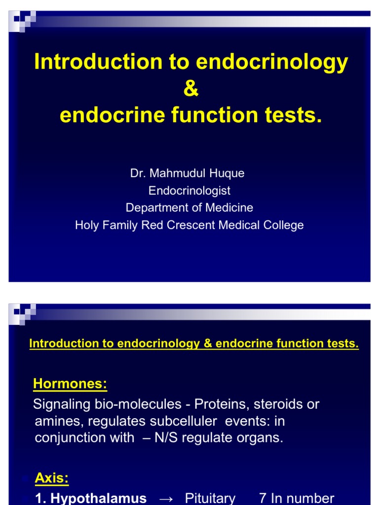 Introduction To Endocrinology & Endocrine Function Tests. | PDF