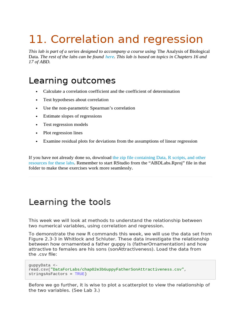 Correlation and Regression | PDF | Errors And Residuals | Telomere