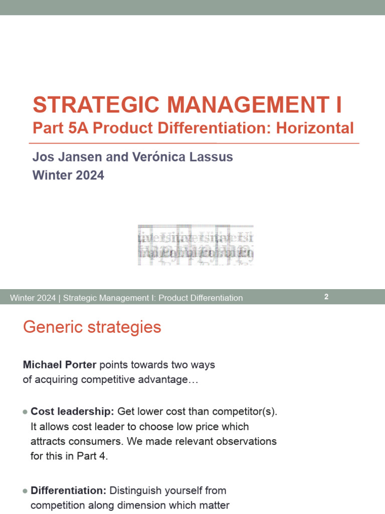 Horizontal Product Differentiation Strategic Management | PDF ...