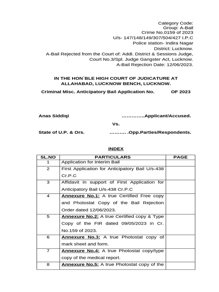 Anticipatory Bail HC | PDF | Bail | Affidavit