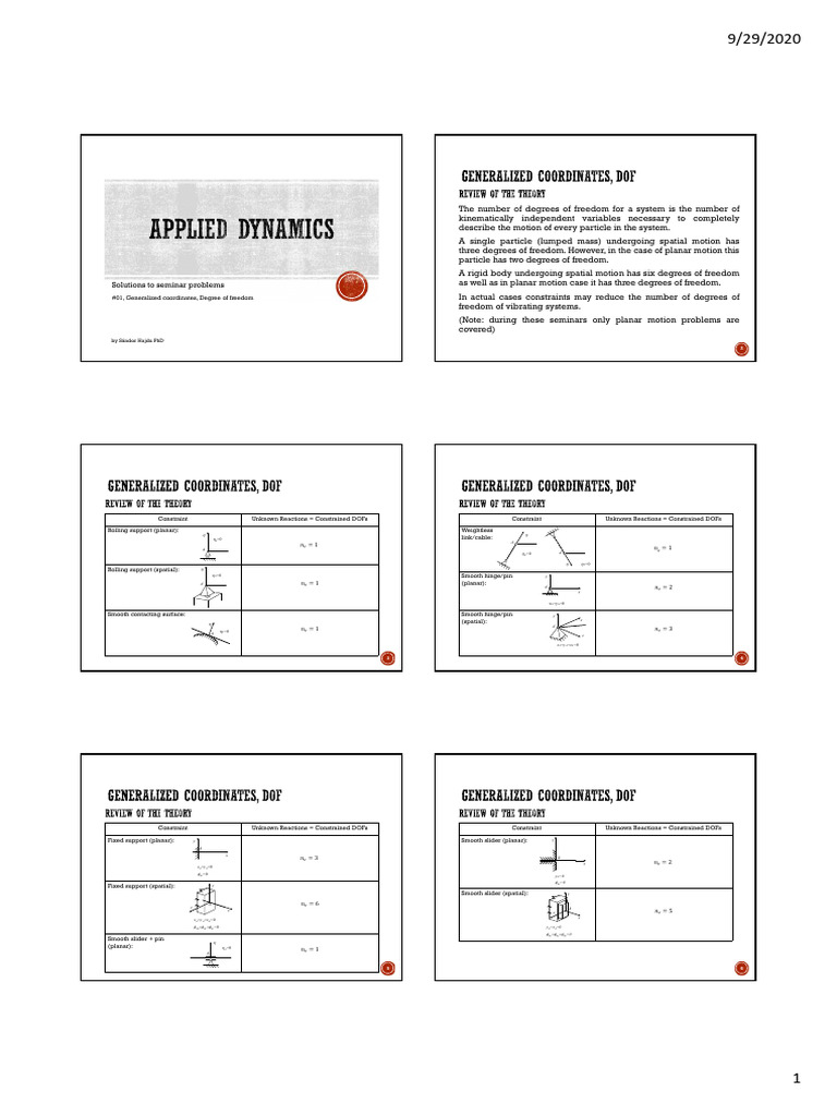 Degrees Of Freedom In Planar Motion Pdf Theoretical Physics