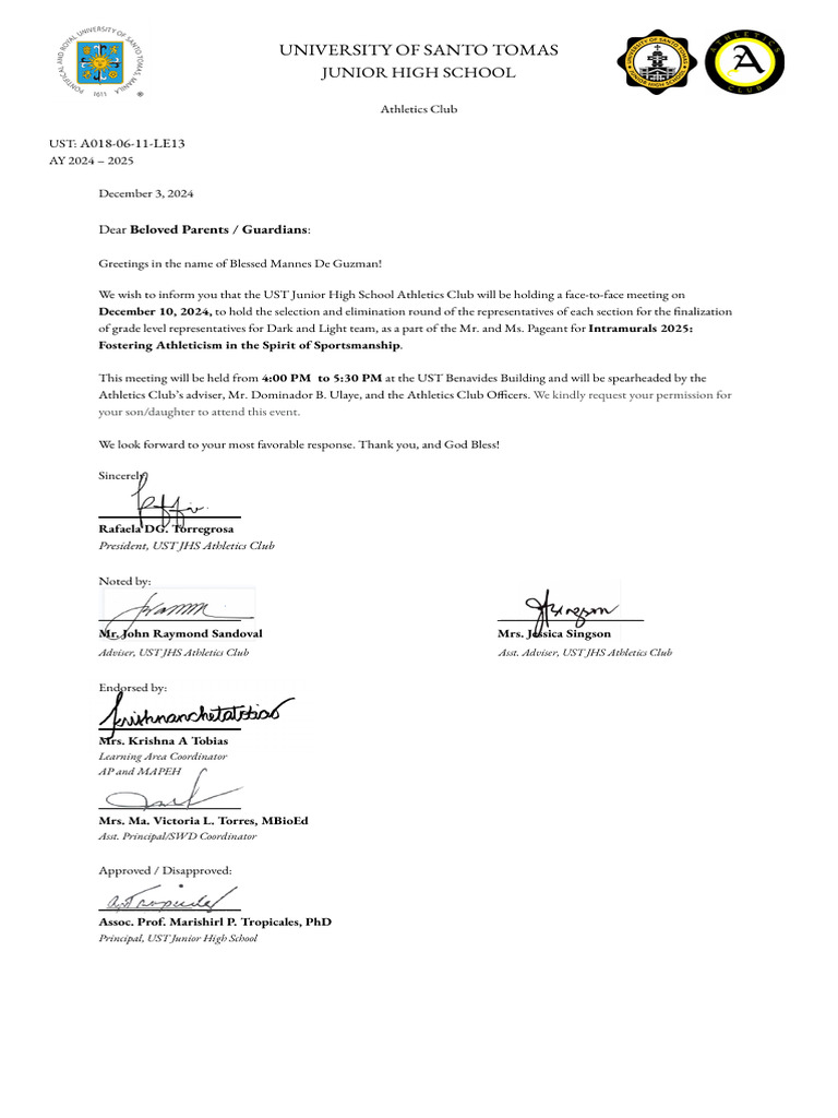 Mr. and Ms. Intramurals - Parental Consent Form Dec 10 | PDF