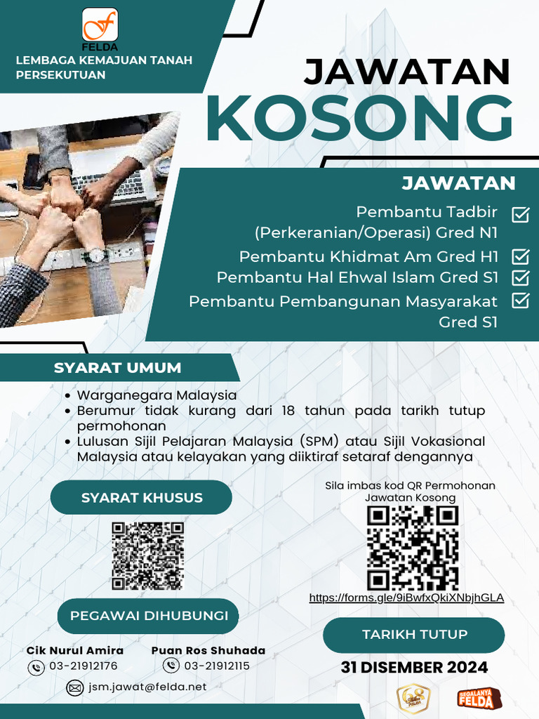 Poster Jawatan Kosong Lembaga Kemajuan Tanah Persekutuan | PDF