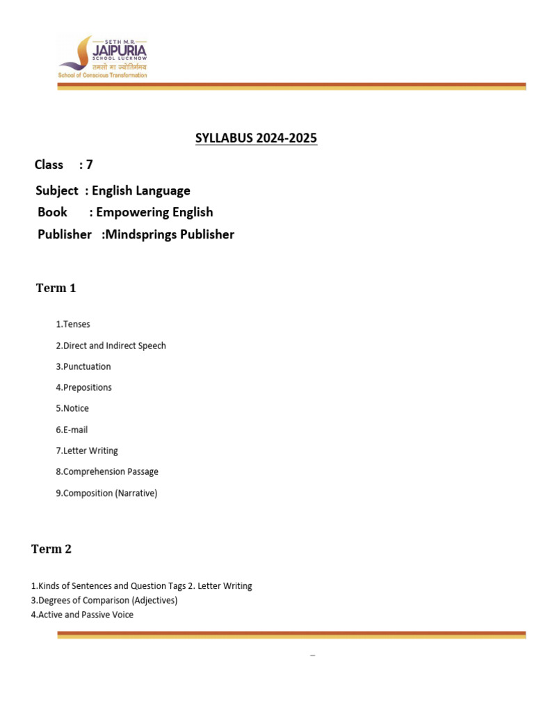 English-Language-Class-7-2024-25-Updated-9th-March | PDF