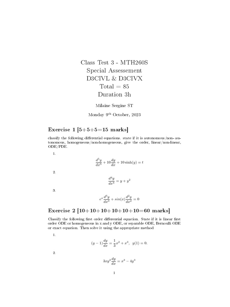 Class Test 3-Special Assessment_241103_112532 | PDF | Ordinary ...