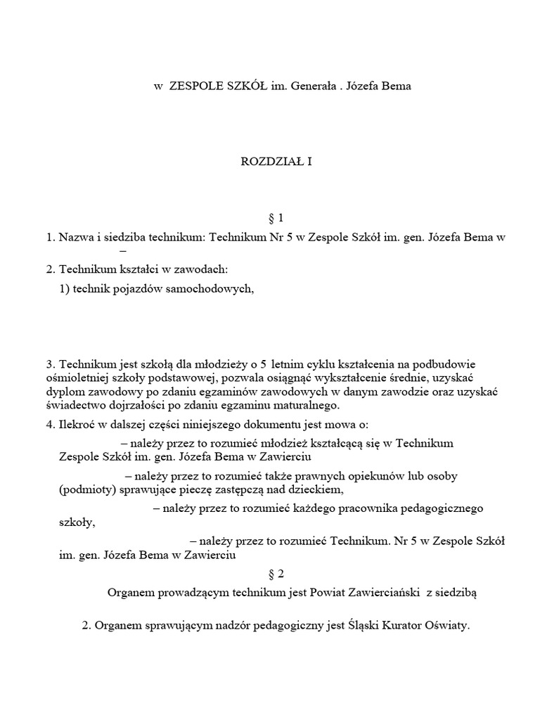 Statut Technikum NR 5 - 1 | PDF