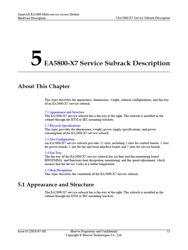 Huawei OLT 5800 01-05 EA5800-X7 Service Subrack Description | PDF ...