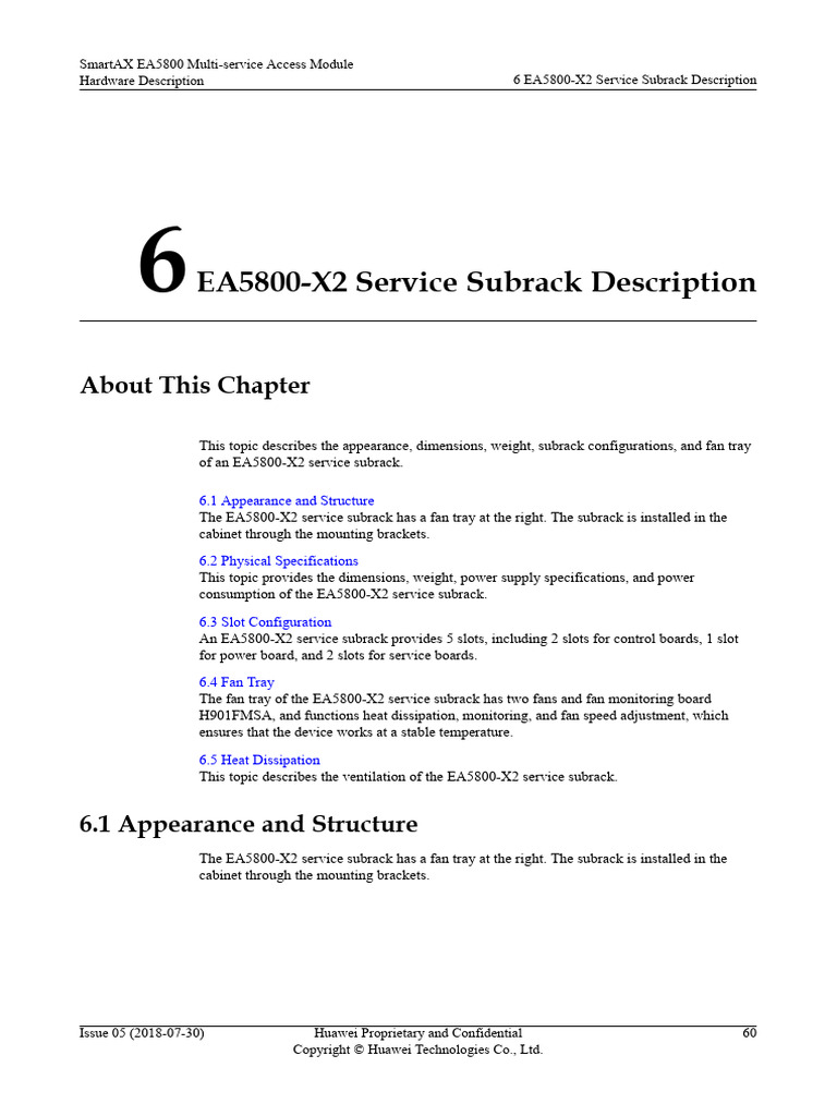 Huawei OLT 5800 01-06 EA5800-X2 Service Subrack Description | PDF ...