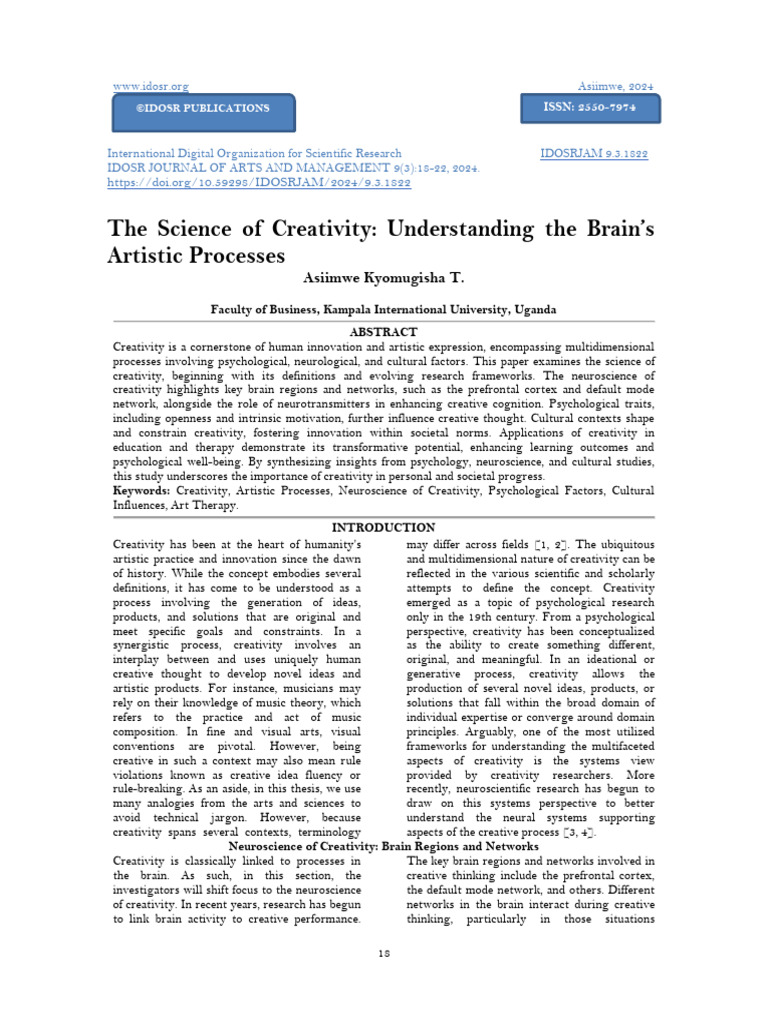 The Science of Creativity: Understanding the Brain’s Artistic Processes ...