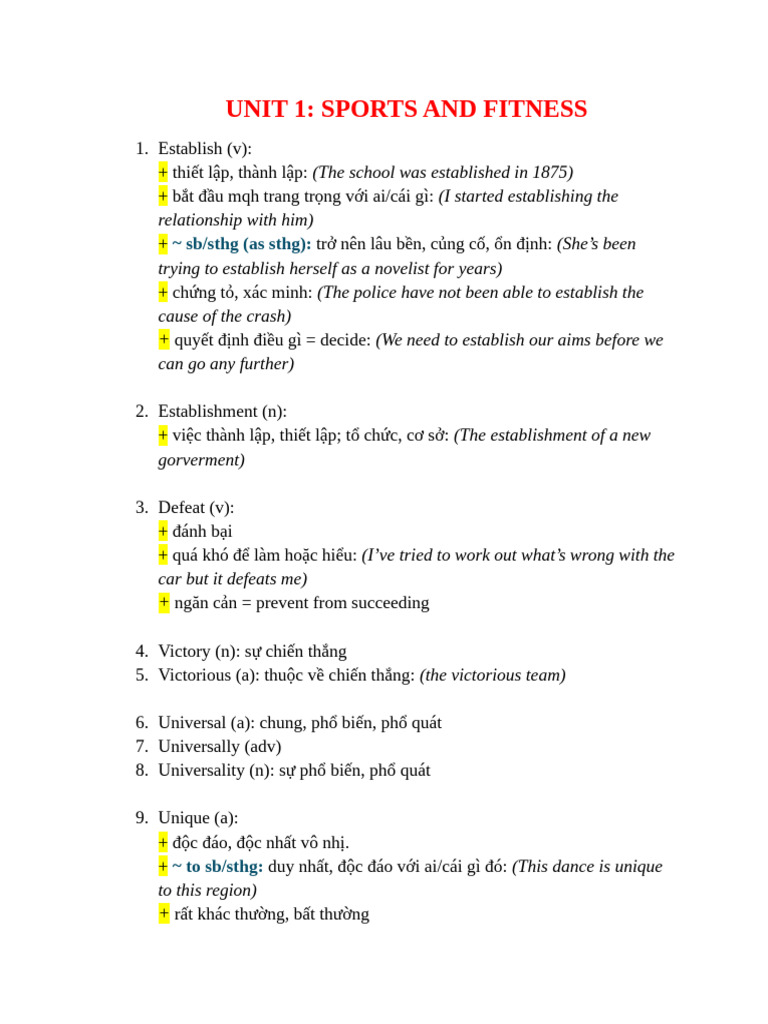 UNIT 1 Sport Fitness | PDF