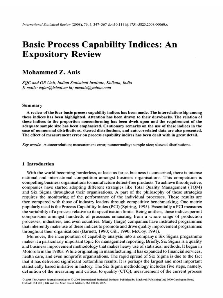 Basic Process Capability Indices | PDF | Normal Distribution | Statistics