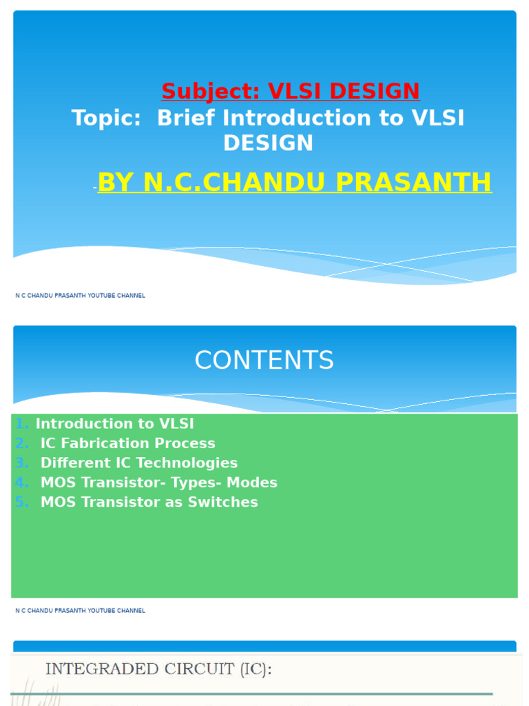 Vlsi Introduction and Mos Inverters | PDF | Mosfet | Integrated Circuit