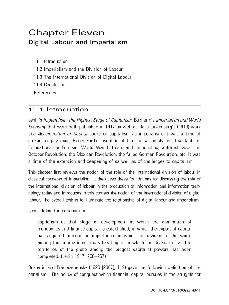 CPTLSM - DGTL - Cap.11 - Digital Labour and Imperialism | PDF | Capitalism | Working Class