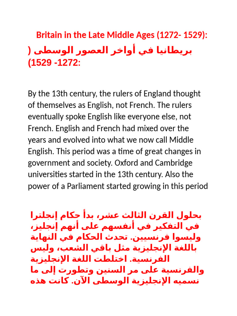 Britain in The Late Middle Ages Exe | PDF