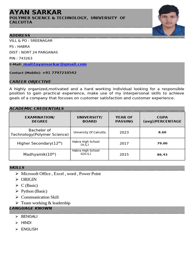 Ayan Sarkar CV | PDF