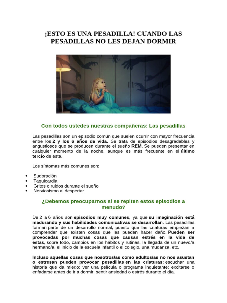 Pesadillas | PDF | Pesadilla