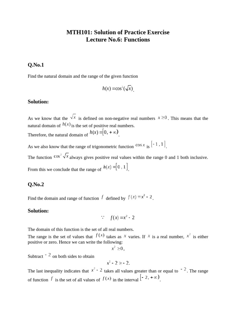 Solution To Practice Qs Lecture 6 | PDF