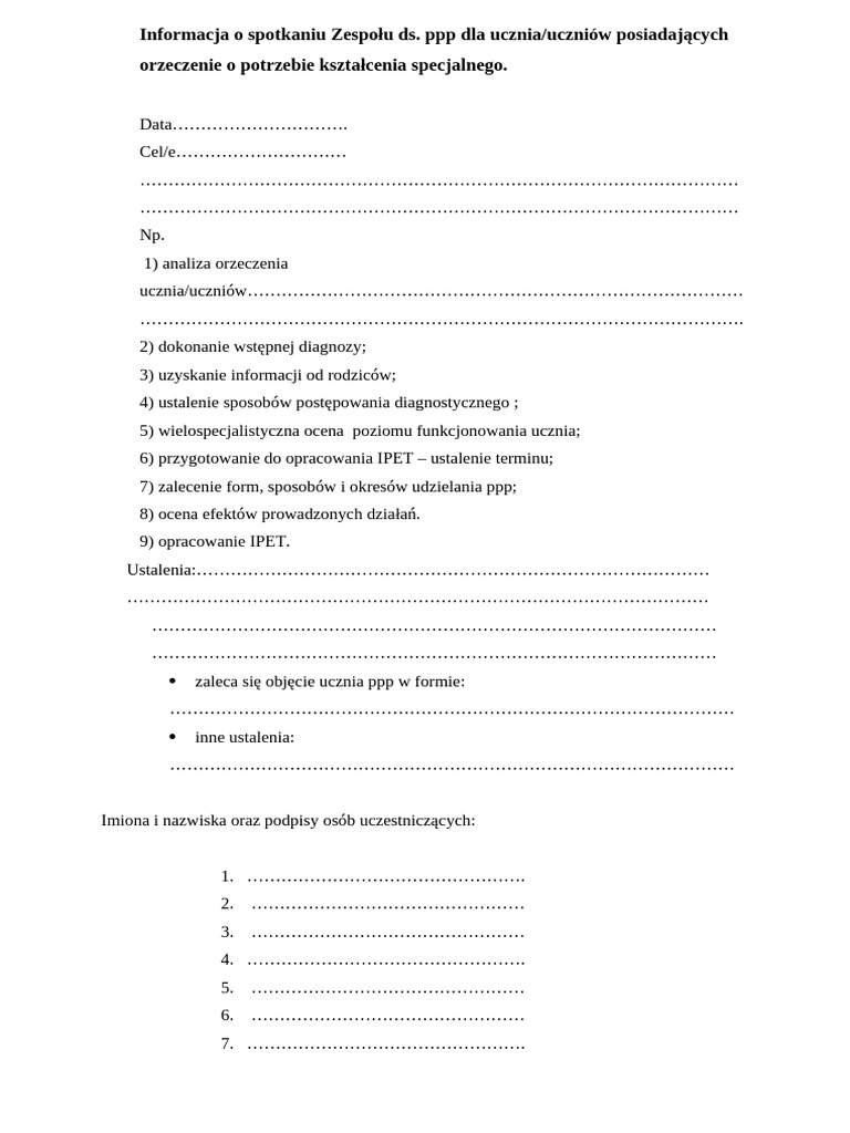 Informacja o Spotkaniu Zespołu Ds | PDF