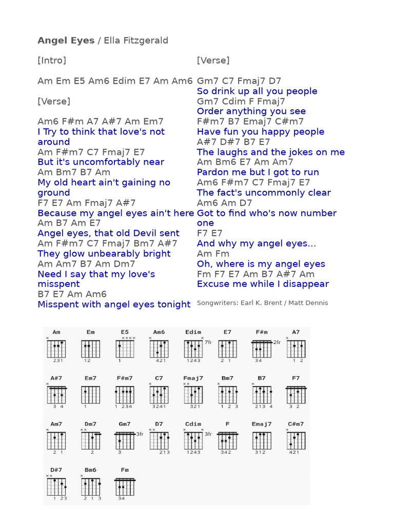 Angel Eyes Chords | PDF