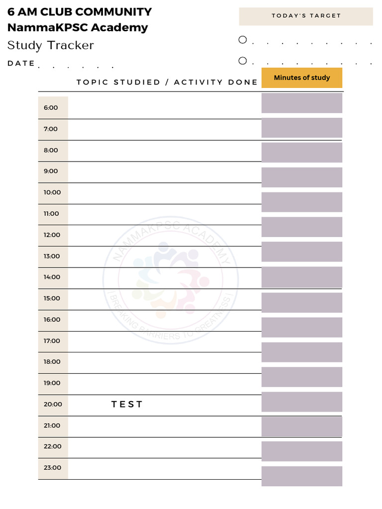 Study Schedule - NammaKPSC Academy | PDF