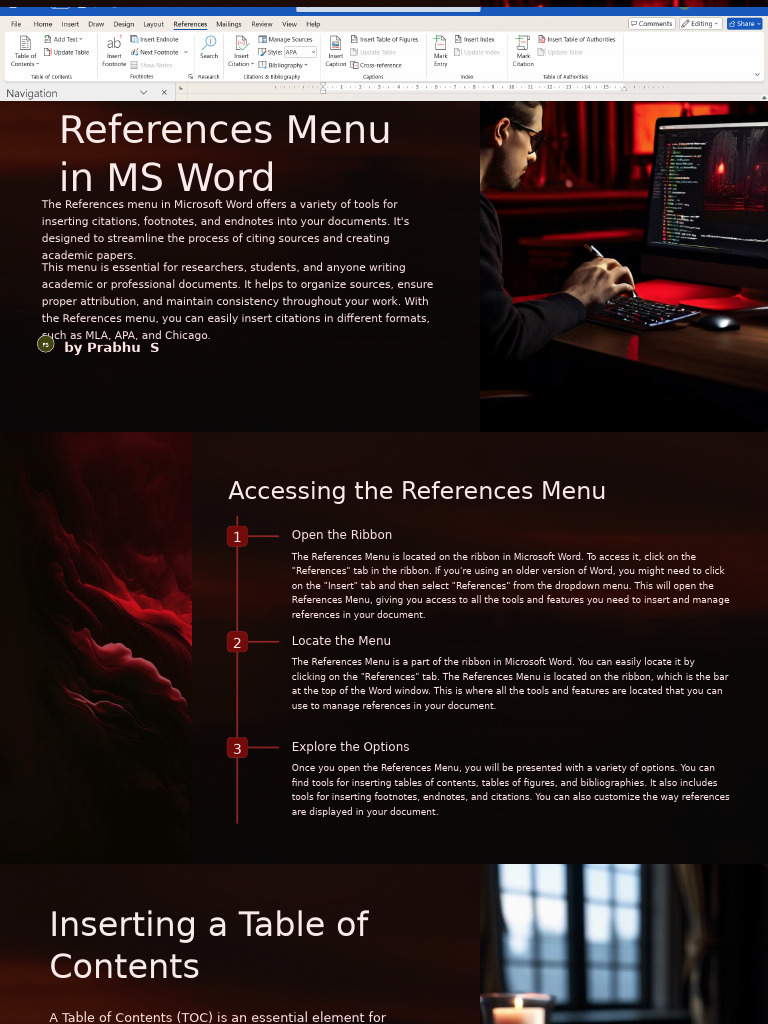 References Menu in MS Word | PDF | Note (Typography) | Citation