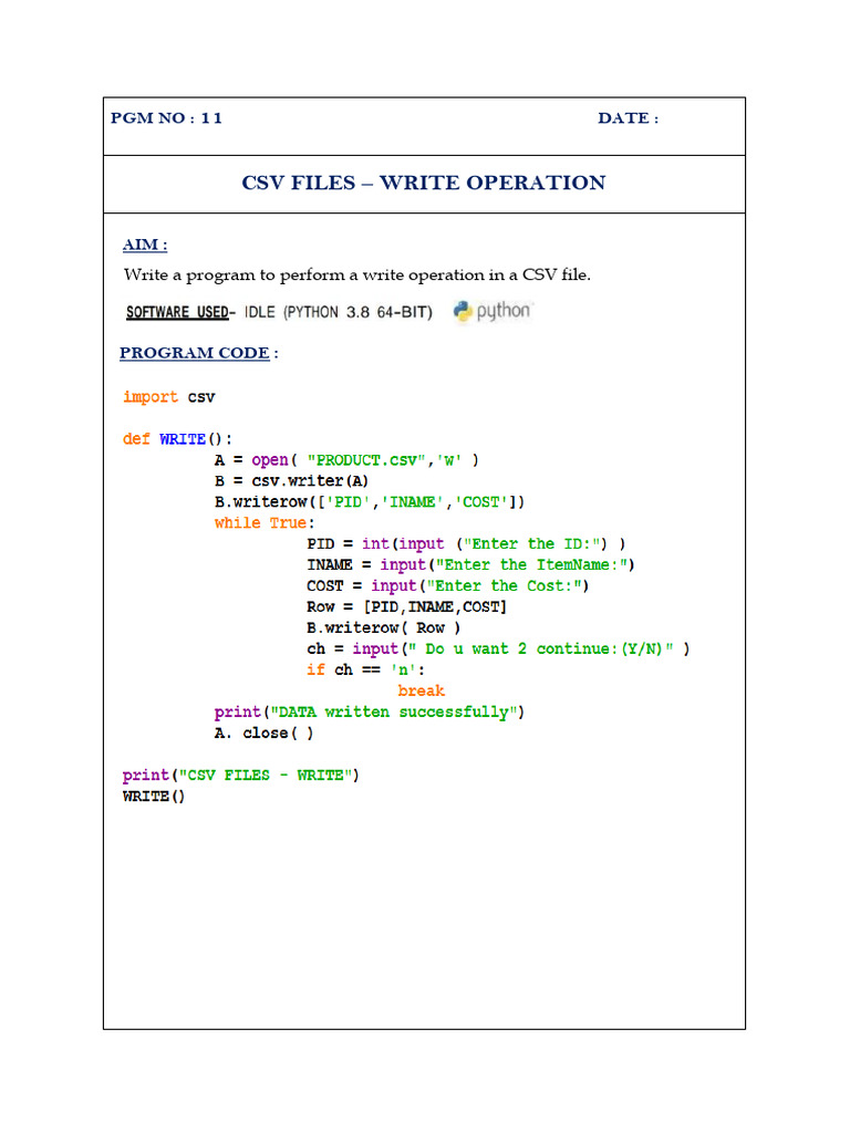 CSV Files | PDF