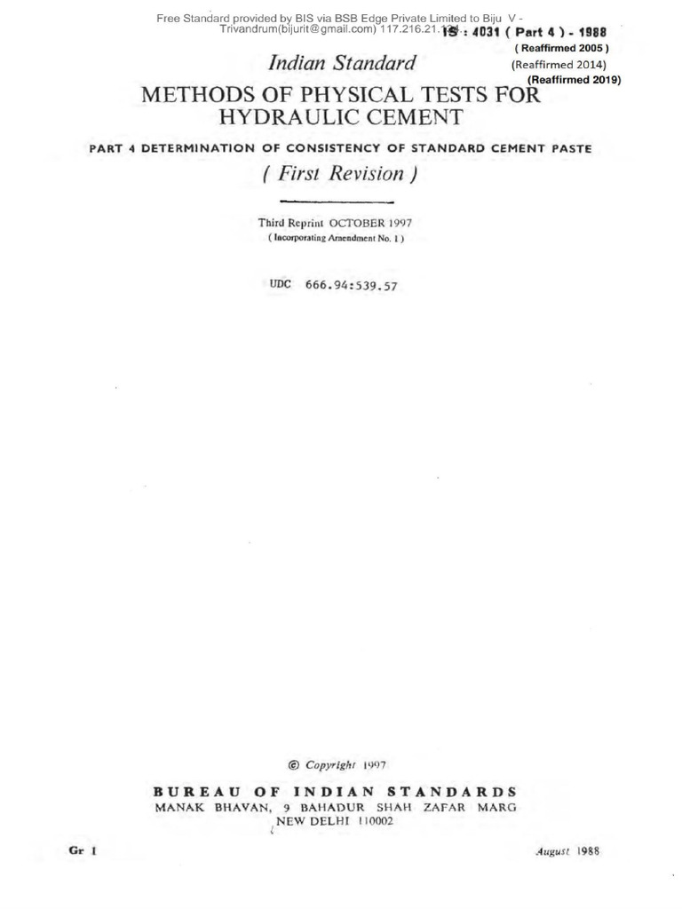 IS 4031 Part 4 | PDF