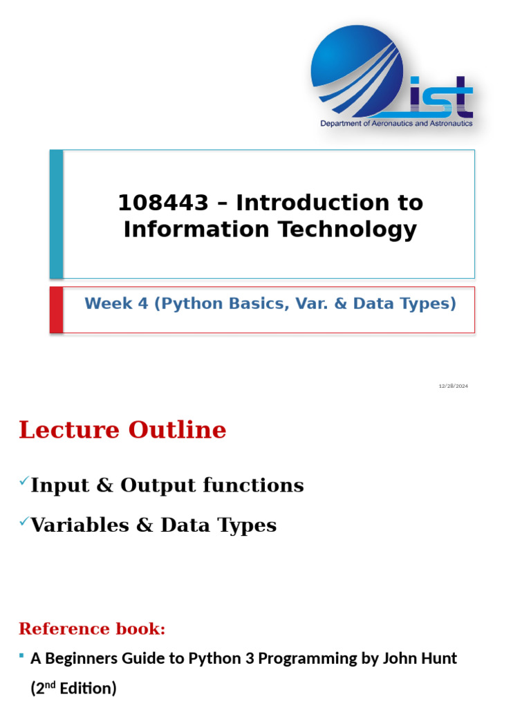 Week4-Var. & Datatypes | PDF | Boolean Data Type | Data Type