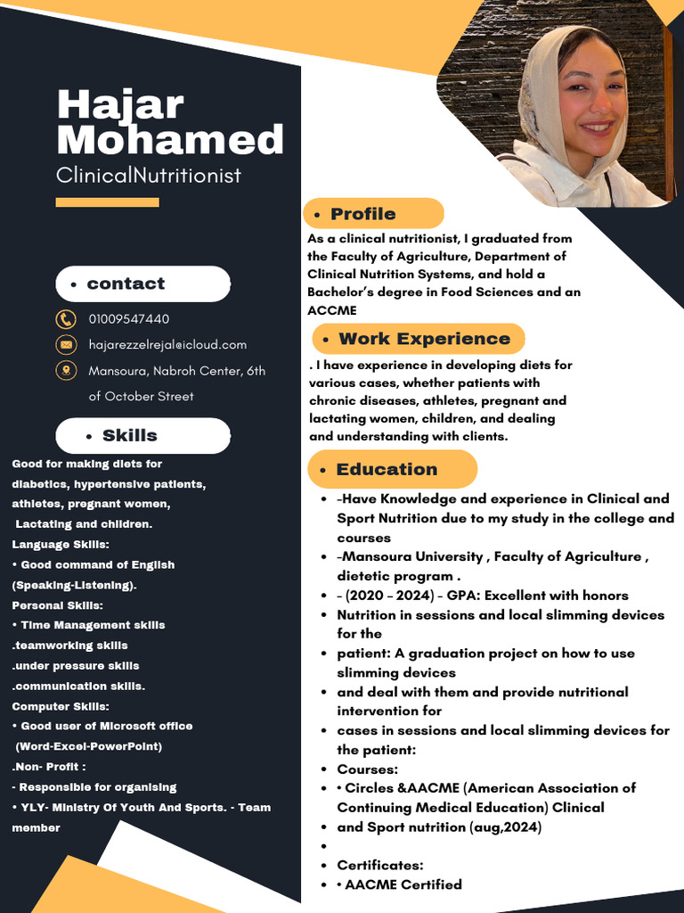 Hajar Mohamed Ezz Elrejal C.V | PDF | Clinical Medicine | Medical Specialties