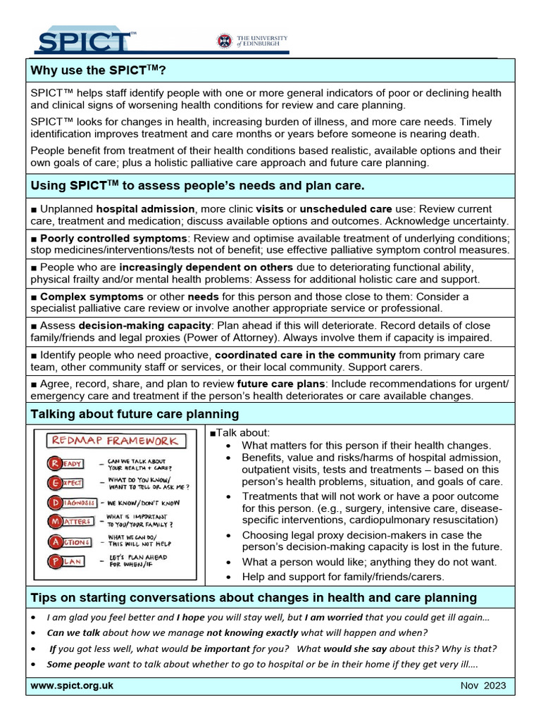 Using Spict Nov 2023 | PDF | Palliative Care | Caregiver