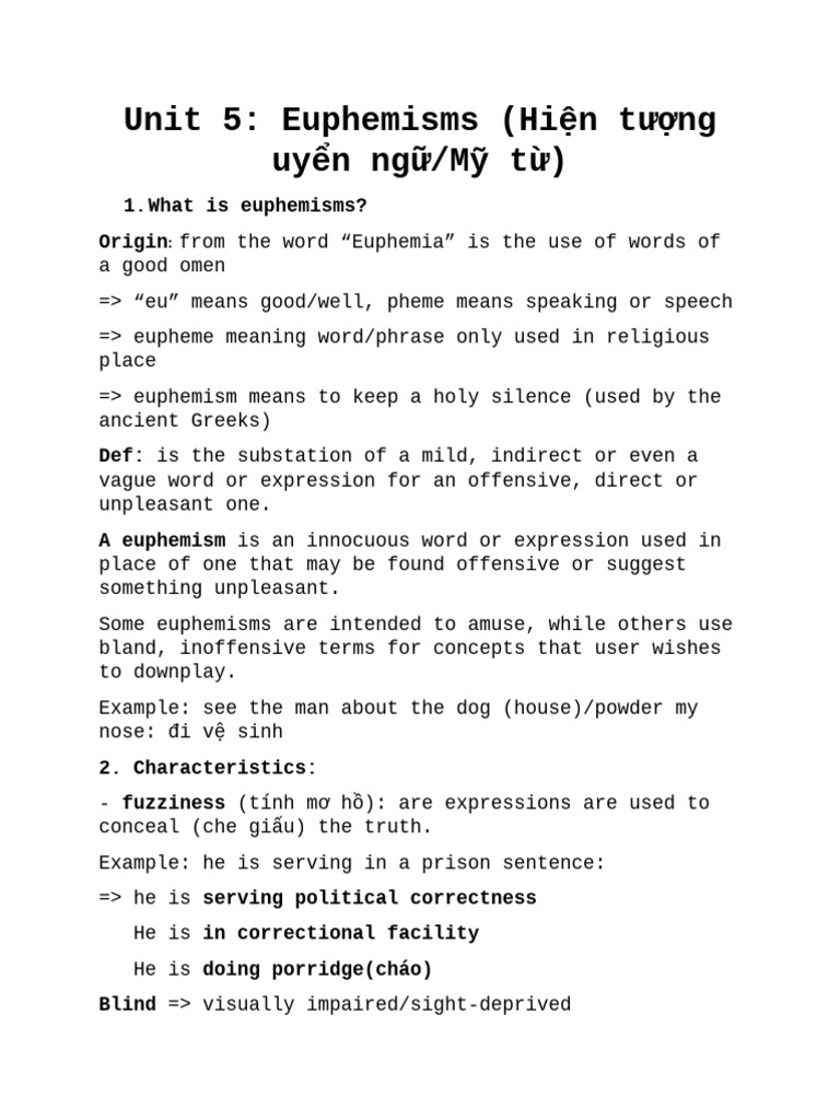 Understanding Euphemisms | PDF | Vocabulary