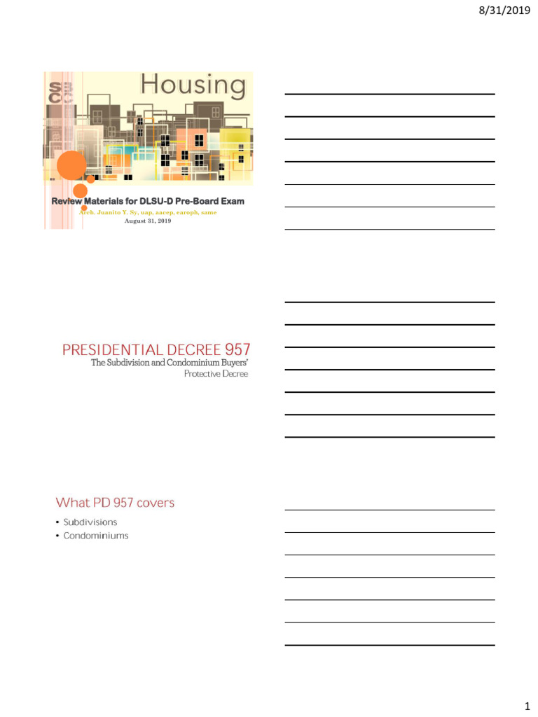 PD 957 Housing Review | PDF | Transport Infrastructure | Road Transport