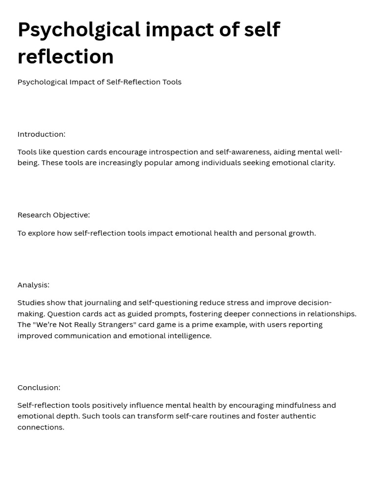 The Phycological Impact of Self-Reflection | PDF