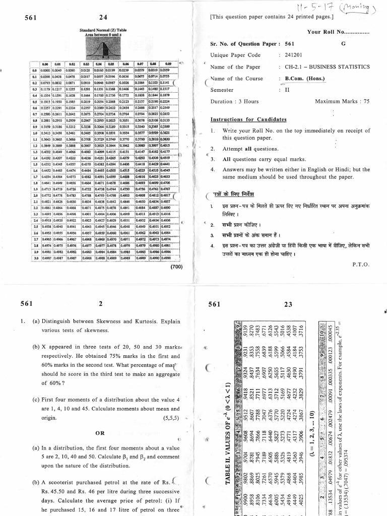 B. Com. H Business Statistics Semester 2nd | PDF | Multivariate Statistics | Statistical Analysis