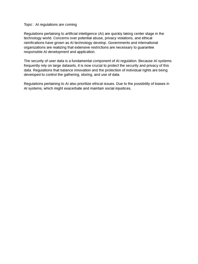 Topic - AI Regulations Are Coming | PDF