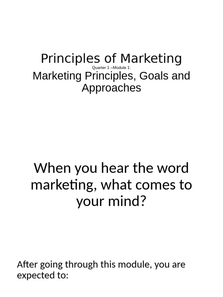 Marketing Principles and Goals Overview | PDF | Marketing | Market ...